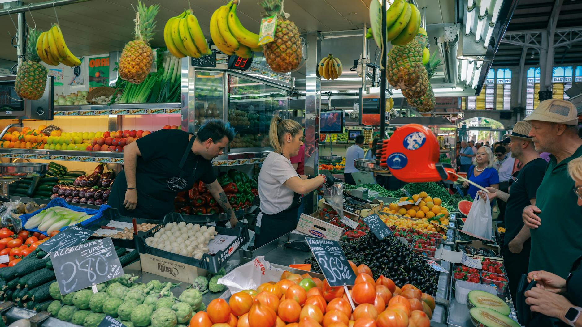 Fresh fruits and vegetables at Valencia Central Market