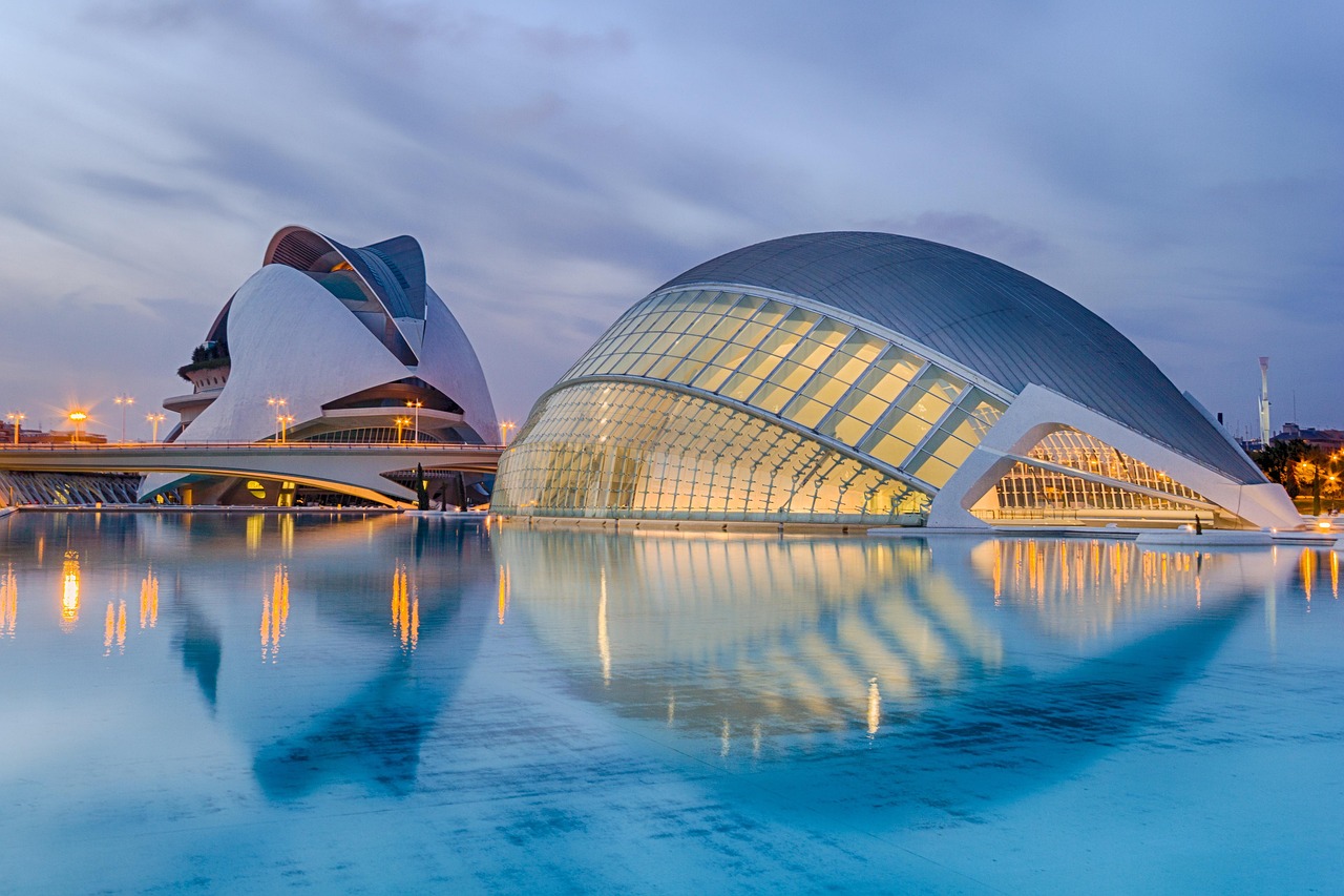 Valencia City of Arts and Sciences at sunset