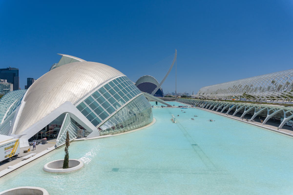 Valencia Hemisferic building against a blue sky