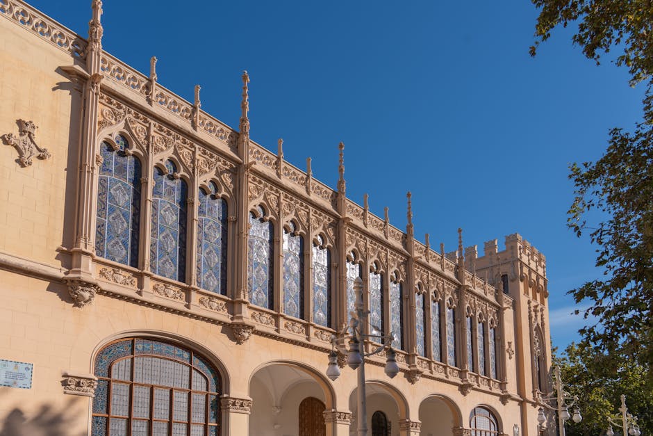 Interior of Valencia La Lonja silk exchange with Gothic columns