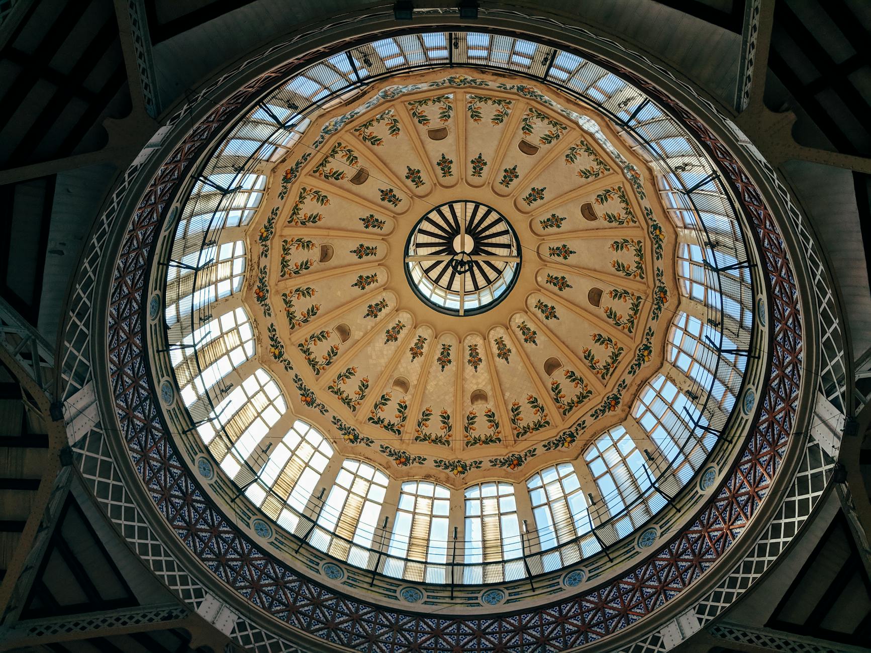 Ornate architectural dome of Valencia Mercado Central