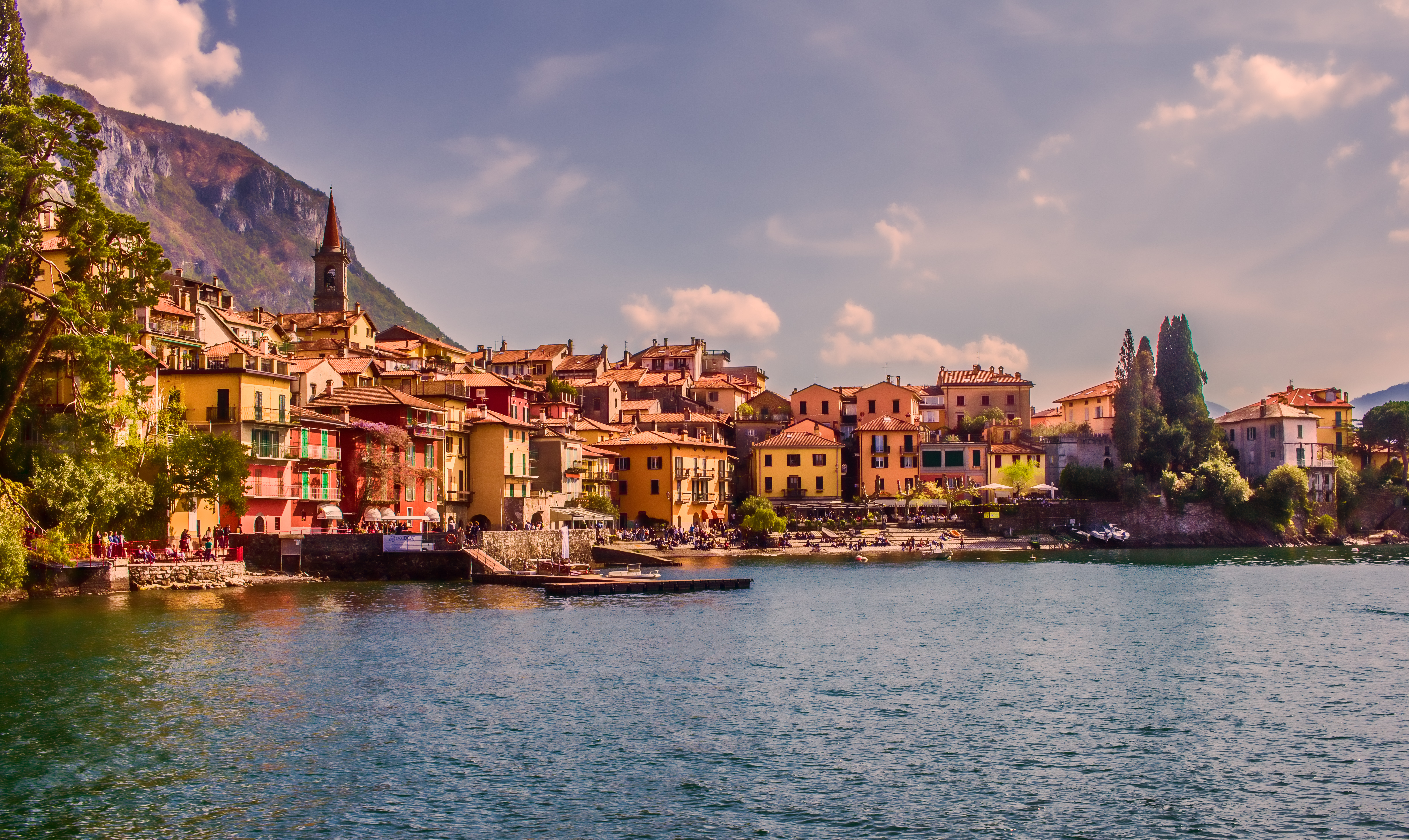 The town of Varenna on Lake Como with colorful waterfront buildings