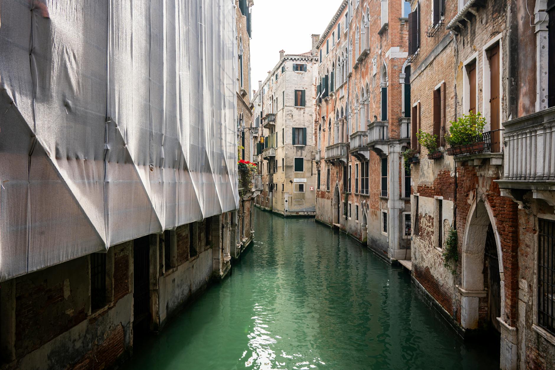 Scenic view of Venice historic canals lined with classic architecture