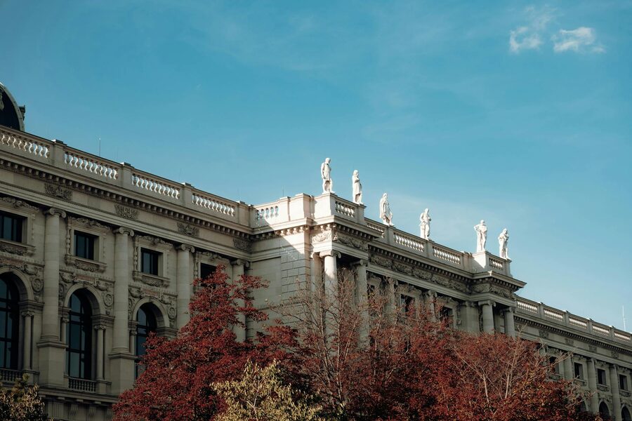 Vienna historic architecture with classical statues