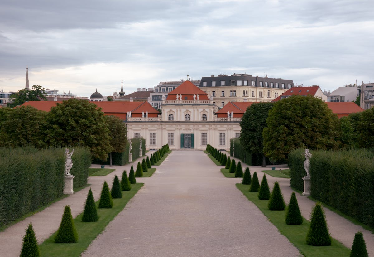 Baroque palace surrounded by gardens in Vienna Austria