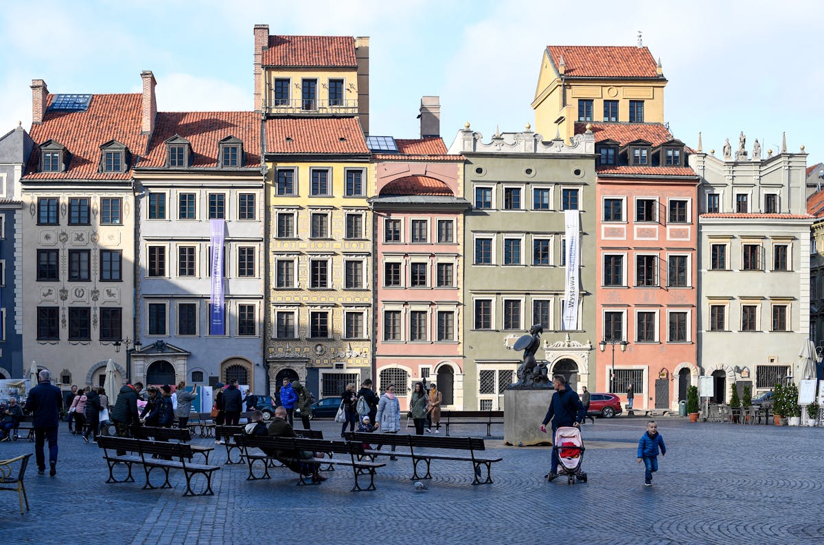 Warsaw Old Town Square with colorful buildings in autumn
