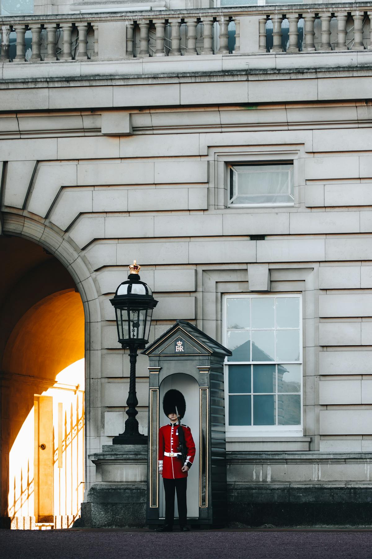 Buckingham Palace guard standing at attention