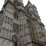 Westminster Abbey Gothic facade towering against London sky