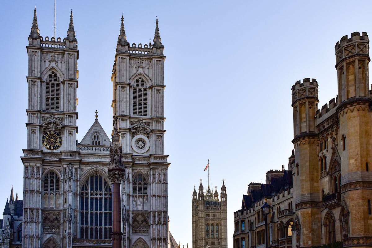 Westminster Abbey and surrounding historic London buildings