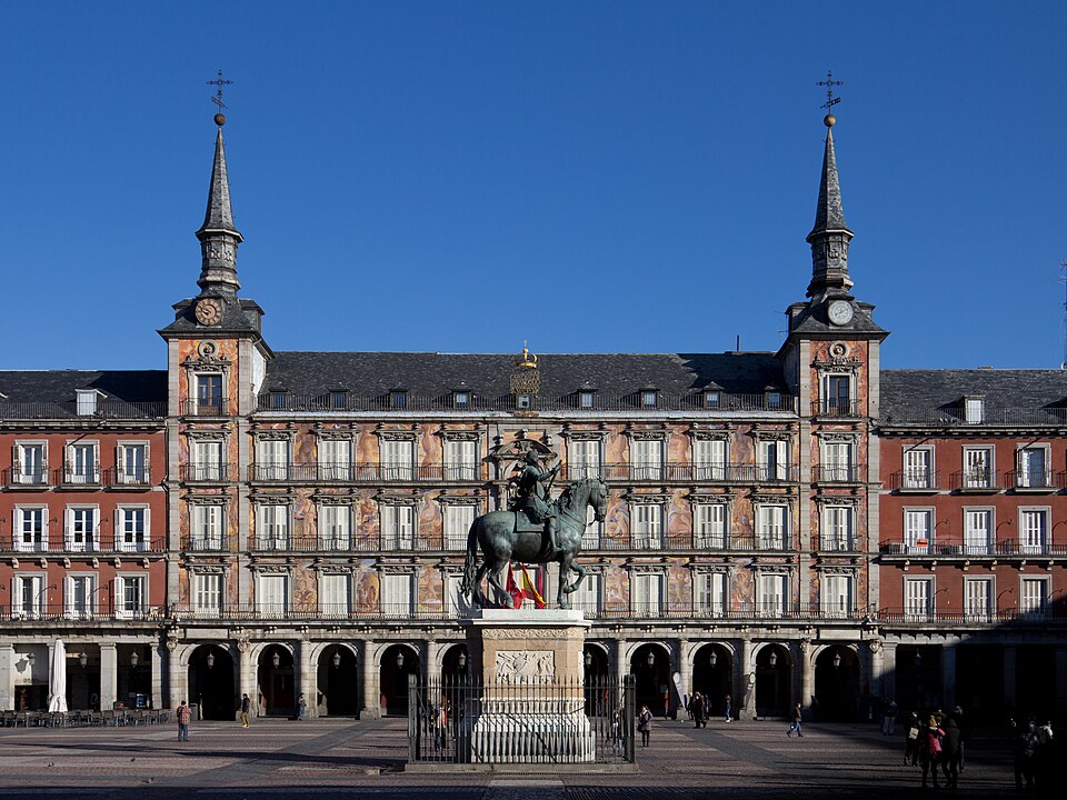 Plaza Mayor in Madrid showing the grand historic square surrounded by traditional architecture