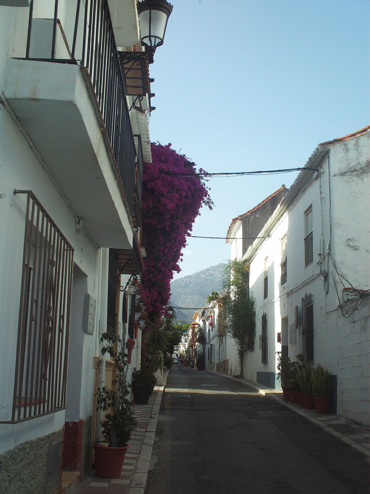 Historic whitewashed buildings in Marbella old town