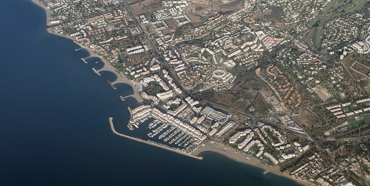 Puerto Banus harbour in Marbella with boats and waterfront buildings