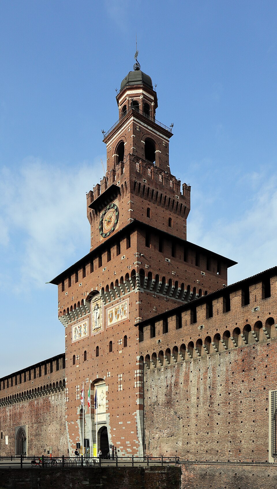 Main entrance of Castello Sforzesco fortress in Milan