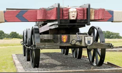 Scale model of Leonardo da Vinci giant crossbow siege weapon