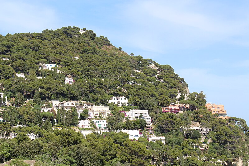 Panoramic view from the Gardens of Augustus overlooking Via Krupp and Faraglioni