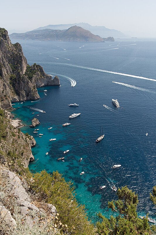 Small entrance to the Grotta Azzurra in the cliffs of Capri