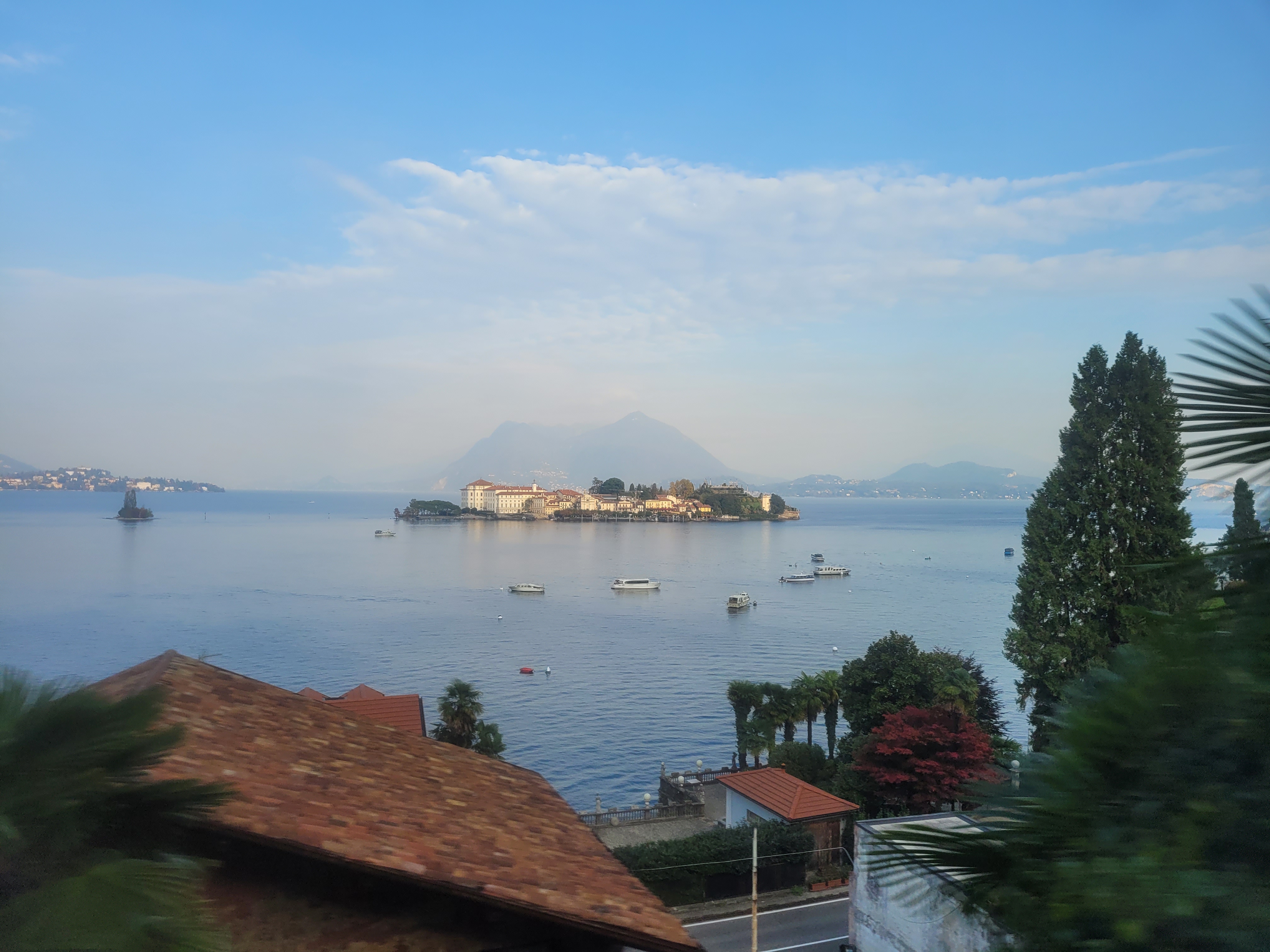 The formal Italian Baroque gardens on Isola Bella with the Teatro Massimo structure and statues