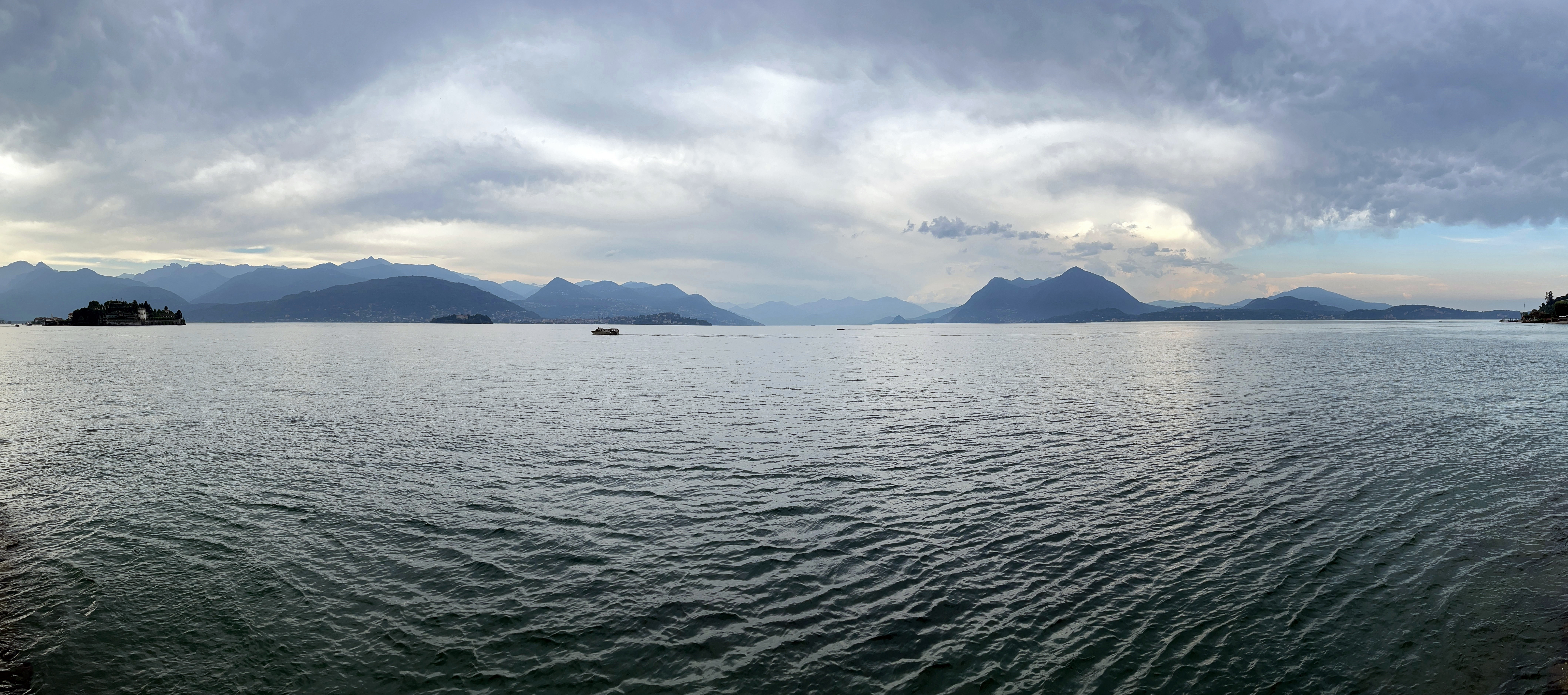 Panoramic view of Lake Maggiore from Stresa looking across to the mountains