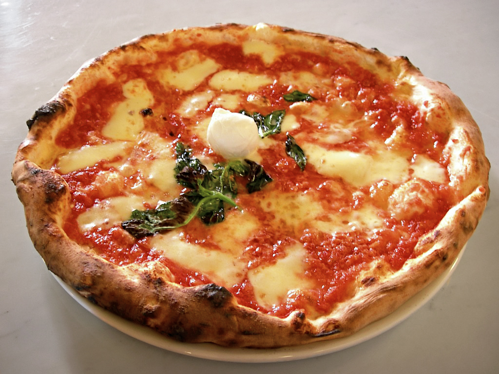 A classic Italian Margherita pizza