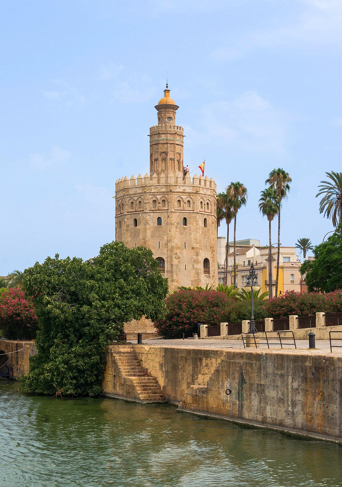 Torre del Oro watchtower on the banks of the Guadalquivir River in Seville