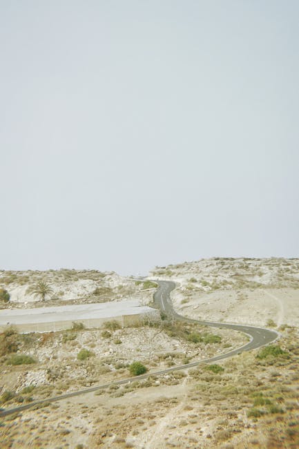 Winding road through the Spanish countryside on the way to wine country