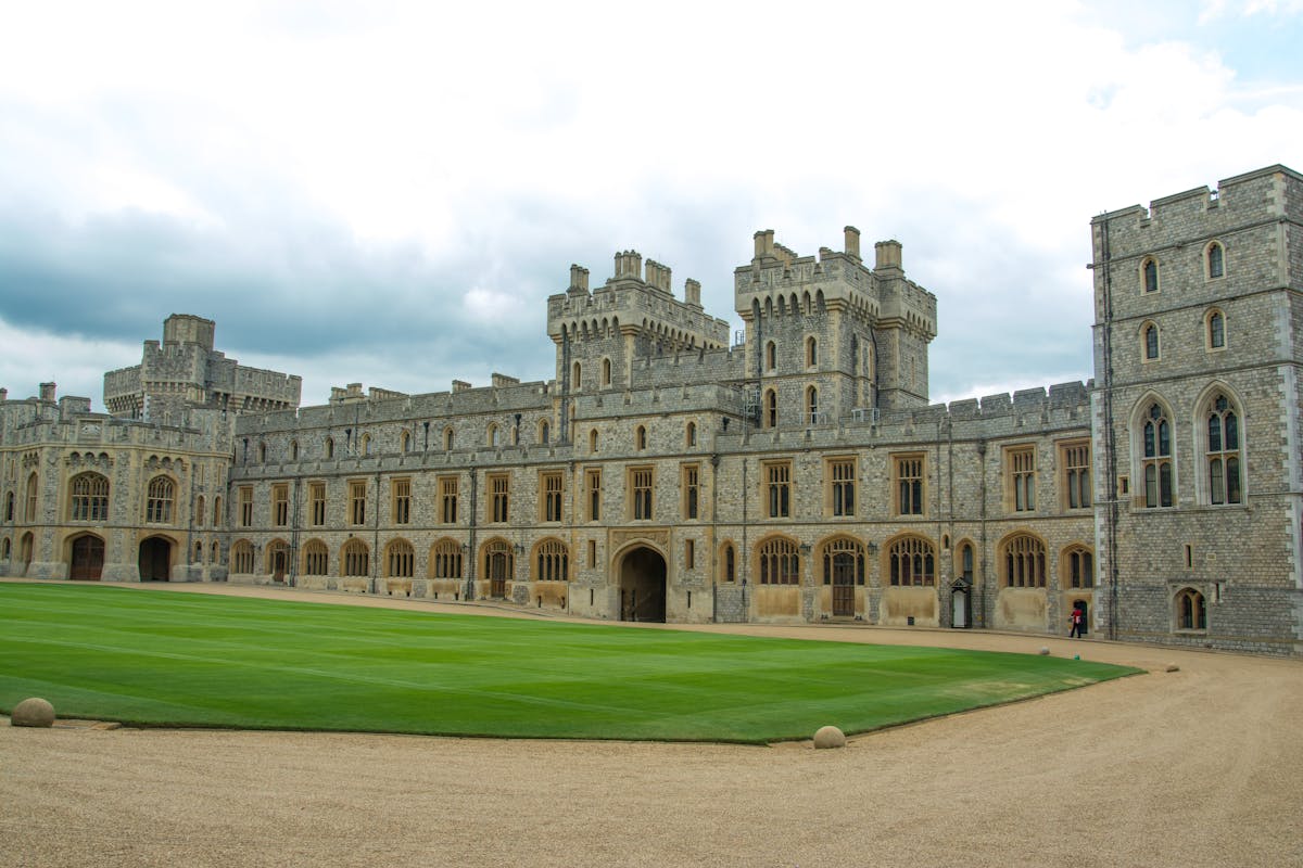 Exterior walls of Windsor Castle showcasing centuries of history