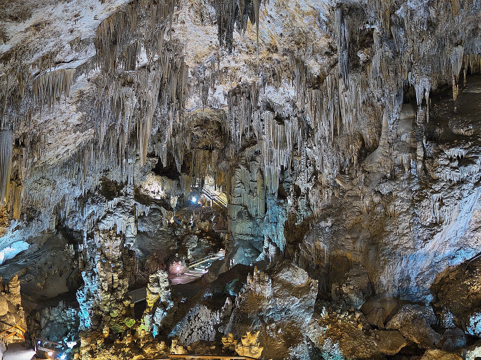 The Cathedral Hall chamber inside the Caves of Nerja with towering stalactites