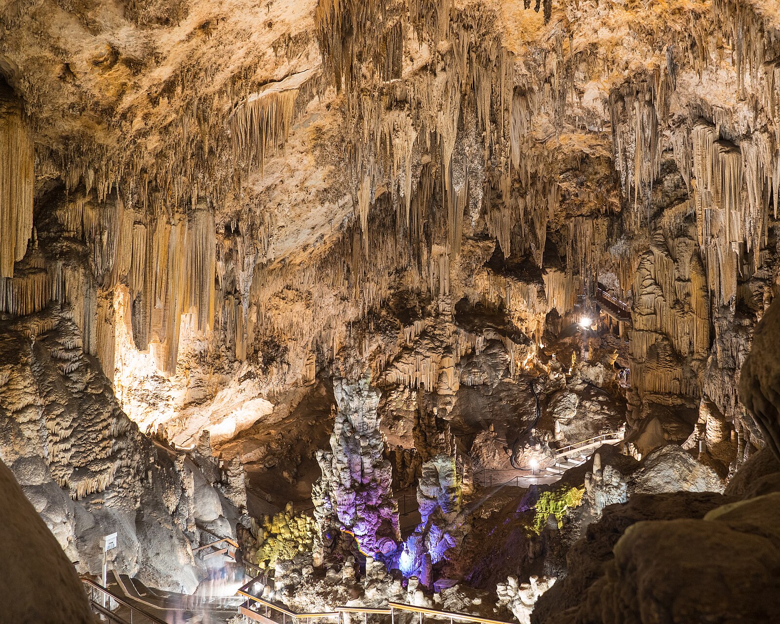 Interior of the Caves of Nerja showing stalactite and stalagmite formations