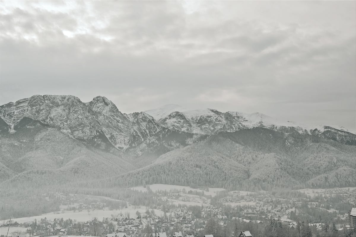 Snow-covered Tatra Mountains with winter landscape in Zakopane Poland